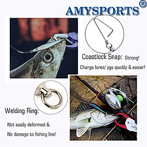 AMYSPORTS High Strength Fishing Snap Swivels - Ball Bearing Barrel Swivels, Stainless, Saltwater Corrosion Resistant - 25pcs, 31lbs