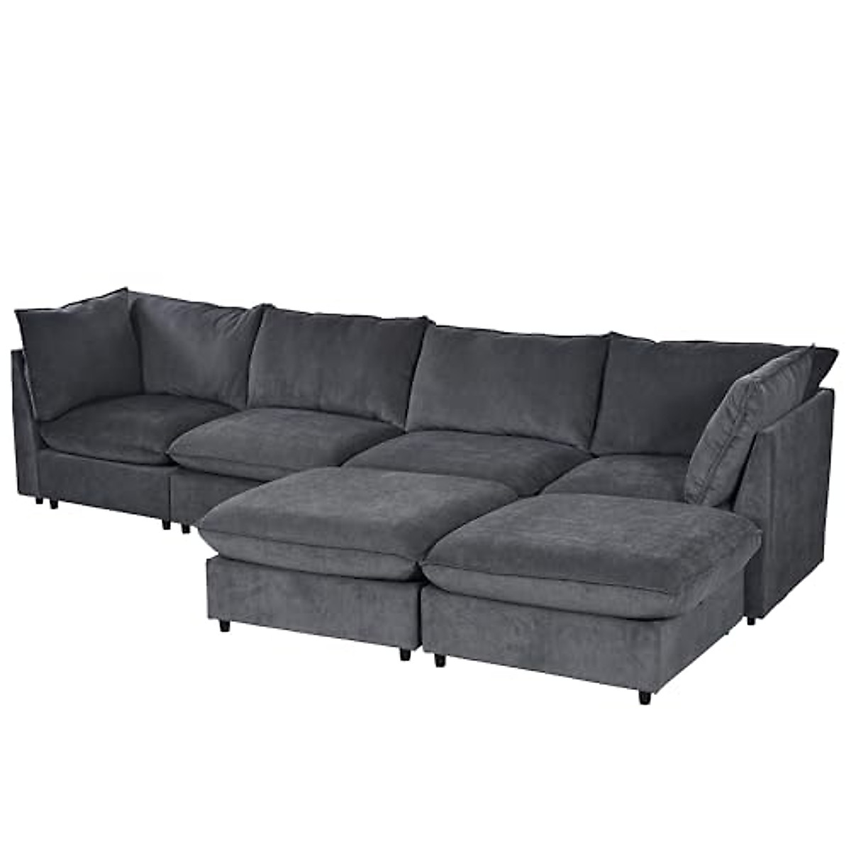 136.6" Oversized U-Shaped Cushions Modular Sectional Sofa W/Extra Wide Chaises and Removable Ottomans,6 Seaters Corner Upholstered Sofa & Couch Deep Seat Convertible Sleeper Couch Bed for Living Room