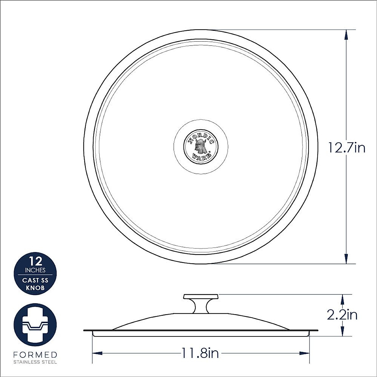 Nordic Ware Restaurant12 inch Brushed Stainless-Steel Lid