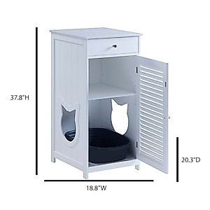 Penn-Plax Cat Walk Furniture: Contemporary Home Cat Litter Enclosure - Storage Drawer, Inner Shelf, and Shutter Style Door - White