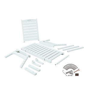 Psilvam Chaise Lounges Set of 2, Lounge Chairs with Adjustable Backrest, Supports Up to 350 lbs, All Weather Recliner Poly Lumber Lounges Bed for Poolside, Porch, Patio（White (2)