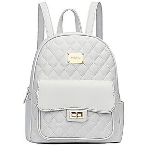 KKXIU Fashion Small Backpack Purse for Women Quilted Synthetic Leather Mini Bookbag (a-white)