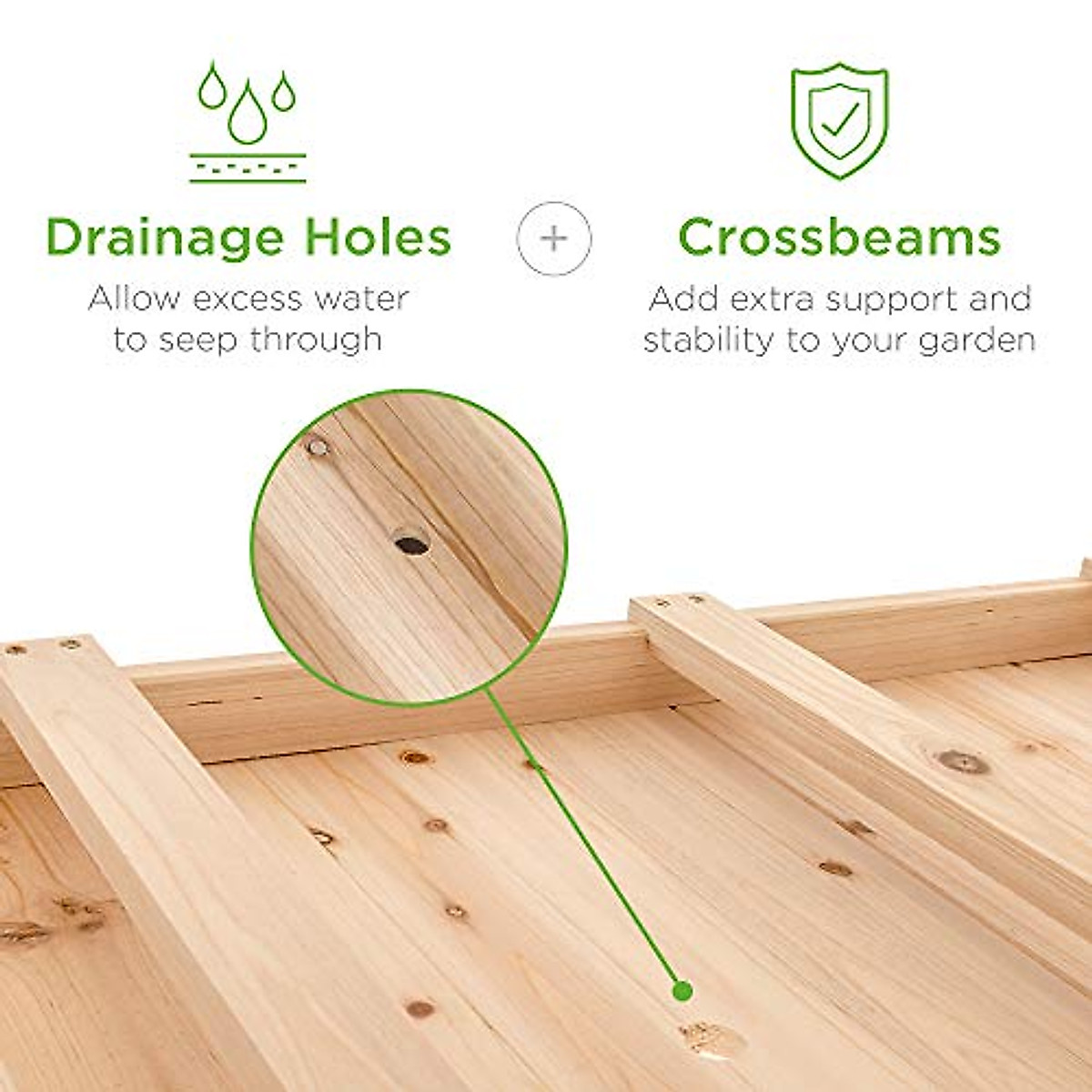 Best Choice Products Raised Garden Bed 48x24x32-inch Mobile Elevated Wood Planter w/Lockable Wheels, Storage Shelf, Protective Liner - Natural