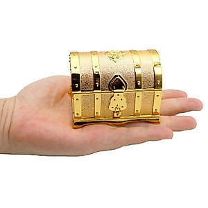 AVESON Rectangle Vintage Metal Treasure Chest Trinket Jewelry Box Gift Box Ring Case for Girls Ladies Women, Small, Gold