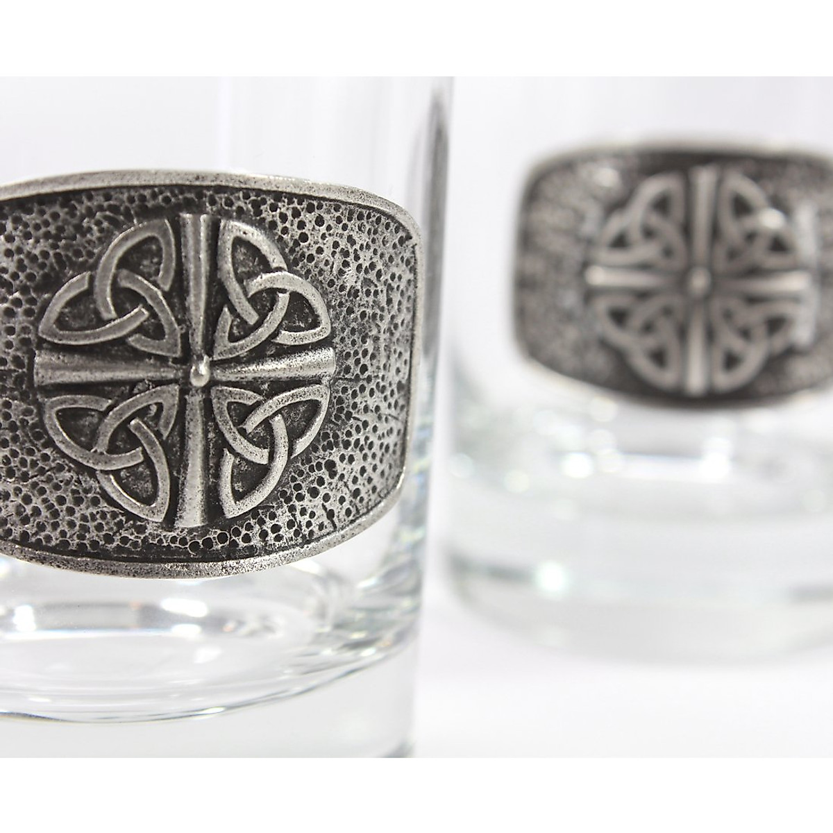 Trinity Knot Irish Whiskey Glasses Quadruple Trinity Set of Two Made in Ireland