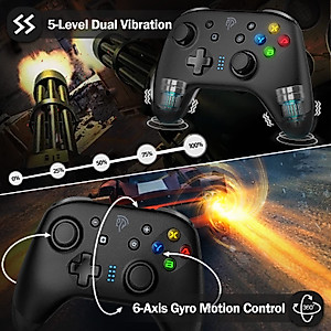 EasySMX Bluetooth Game Controller for Switch/PC/iPhone/Android,Switch Pro Controllers with Phone Clip,Wireless Remote Gamepad with Led Light/Programmable/Motion Control/Vibration/Turbo/Wakeup