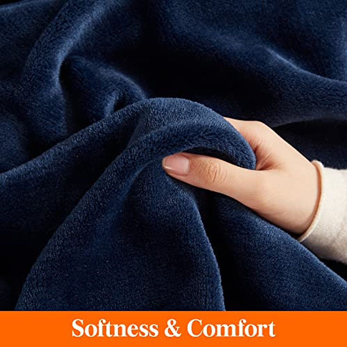 Lifewit Fleece Blanket Queen Size - Ultra Soft Throw Blanket - Fuzzy Warm Cozy Plush Reversible Microfiber Flannel Blanket for Sofa, Couch, Bed, Crib Stroller, Navy, 90" x 90"
