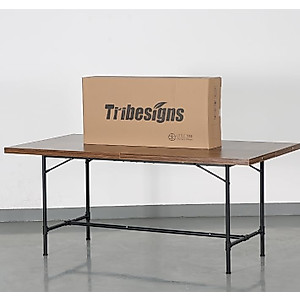 Tribesigns Dining Table for 6-8 People, 70.9-Inch Rectangle Wood Kitchen Table with Tube Metal Frame, Rustic Large Dining Room Table for Kitchen, Living Room