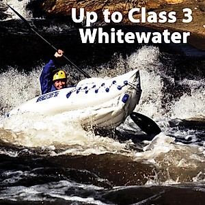 Sea Eagle SE330 Two Person Inflatable Sport Kayak Boat with Two Seats, Two Paddles and Pump