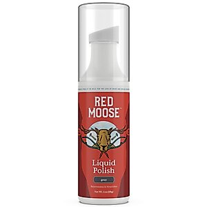 RED MOOSE Liquid Shoe Polish - 4 oz Sponge Top for Leather, Boots, Dress Shoes (Gray)