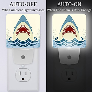 EVANLinsim Shark Night Light Plug in Set of 2, 0.5 W Led Night Lights for Kids Adults Boys Girls Babies, Auto Senor Dusk to Dawn for Reading Bathroom Bedroom Nursery Decorative