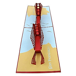 PopLife Golden Gate Bridge 3D Pop Up Greeting Card for All Occasions - Travellers, Architecture, History Lovers - Folds Flat for Mailing - Birthday, Graduation, Retirement, Anniversary, Thank You