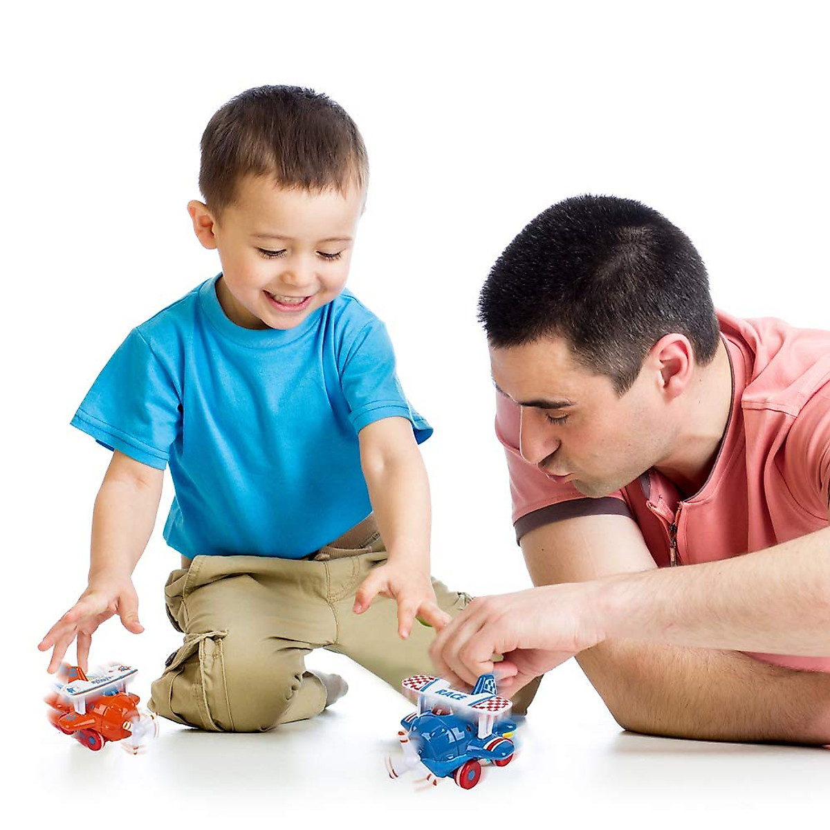 ArtCreativity Chunky Friction Airplane Toys for Kids, Set of 6, Push n Go Plane Toys with Moving Propellers and Wings, Aviation Party Favors for Boys & Girls, Pretend Play Gifts, Assorted Designs