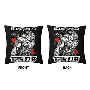 Flokoo Anime Baki The Grappler Baki Hanma Throw Pillow Cases Dorm Decor for Bedroom Living Room 18x18 Inch