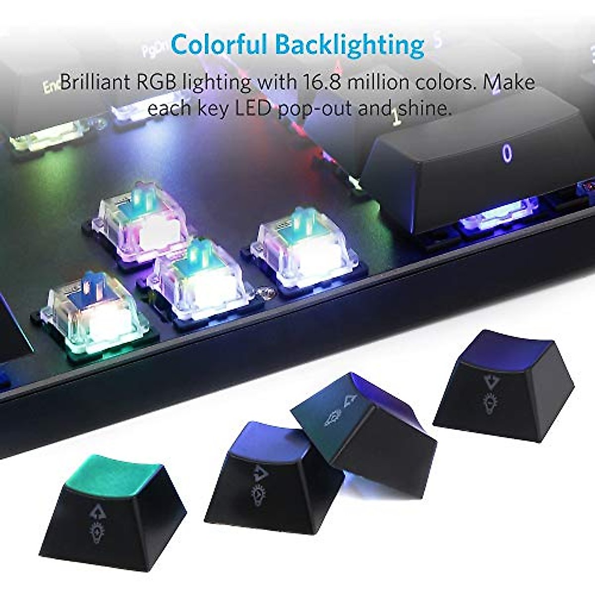 Teerwere Gaming Keyboard 104 Key Outemu Blue Switch Side Printed RGB Mechanical Gaming Keyboard Full Color Backlit System Mechanical Gaming Keyboard (Color : Black, Size : One Size)