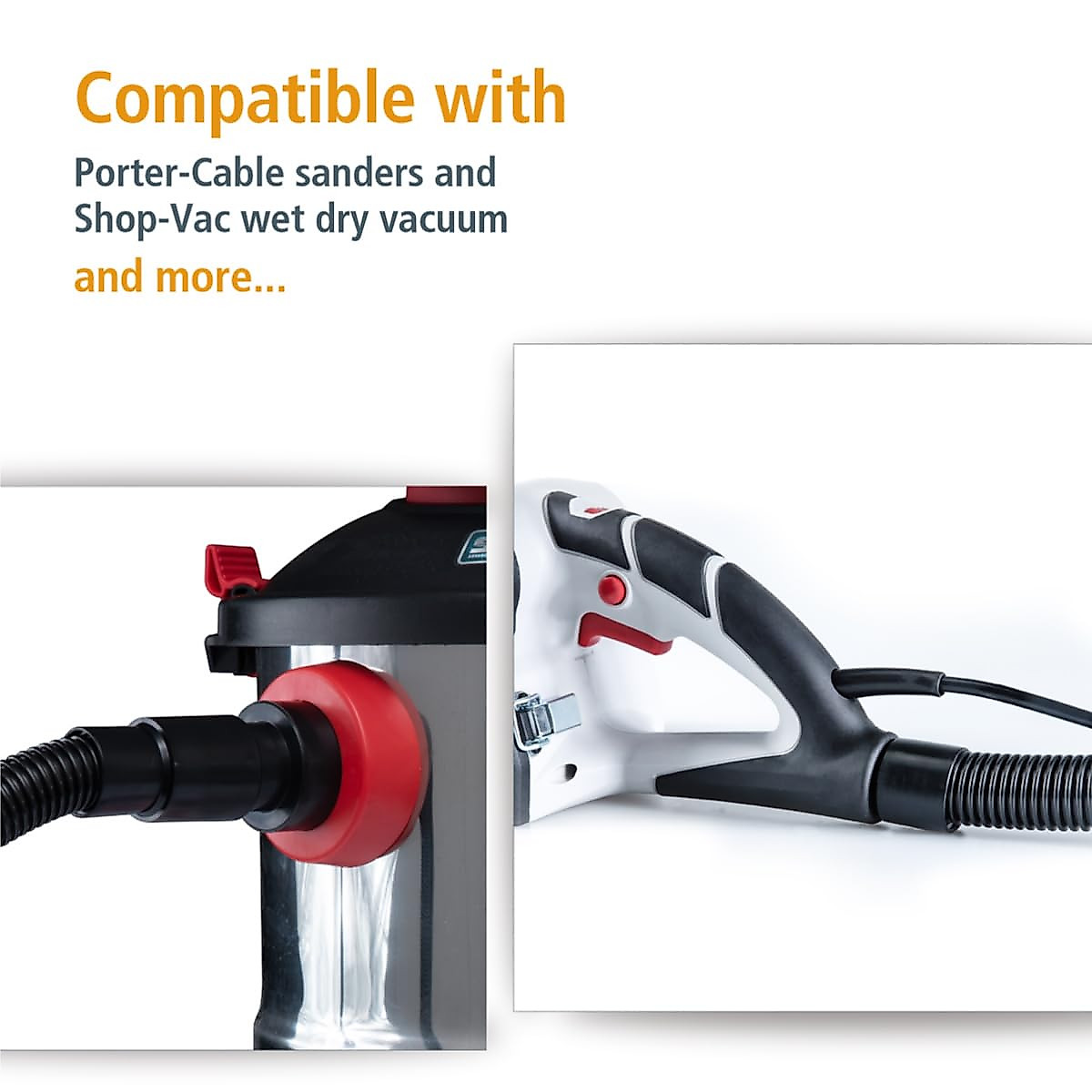 POWERTEC 70347 10 Ft. Dust Collection Hose Kit with 5 Fittings for Woodworking Power Tools Home and Wet/Dry Shop Vacuums