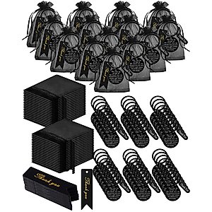 Yinkin 300 Pcs Christmas Employee Thank You Gifts Bulk Gifts for Coworkers Include 100 Inspirational Employee Appreciation Keychain Gifts 100 Organza Bags 100 Cards for Teacher Nurse Team(Black)
