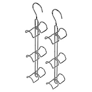 Evelots 2 Pack Hanging Purse/Handbag Organizer-Over The Closet Rod-Vertical Space Saving Accessory Storage, 12 Hooks Total-Chrome