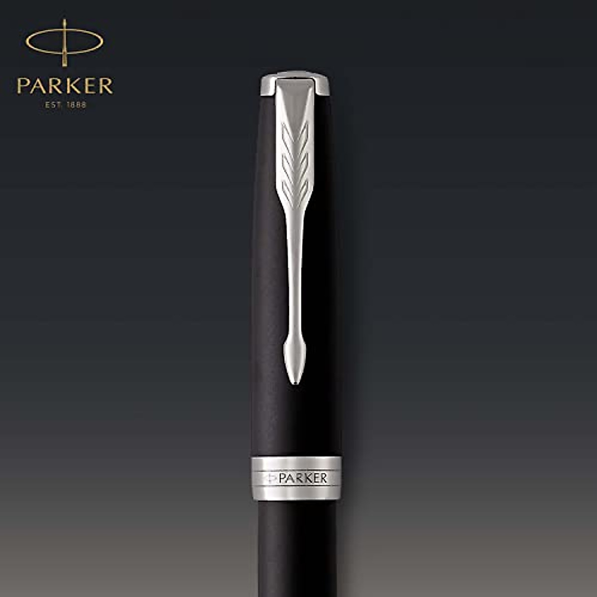 PARKER Sonnet Rollerball Pen, Matte Black Lacquer with Palladium Trim, Fine Point Black Ink (1931523), Matte Black and Chrome
