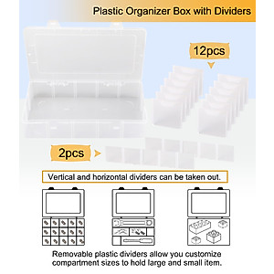 Qudqju Tackle Box Organizer Plastic Organizer Box with Dividers Bead Organizer Box Container Clear Snackle Box Container Large 15 Grid Box Organizer