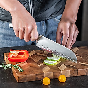 Knife Block with Kitchen Knives Set Wood Utensil Salt Pepper Grinder Set 20 Pcs Ultra Sharp Stainless Steel Knife for Kitchen Home Essentials Chef Knife Set and Steak Knives Set of 6