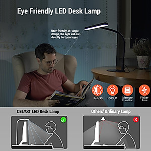 CELYST LED Desk Lamp, 10W Architect Desk Light with Flexible Gooseneck for Home Office, 3 Color Modes & 30 Brightness Levels Reading Lamp, Bright Tall Task Light for Piano, Computer, Table, Black
