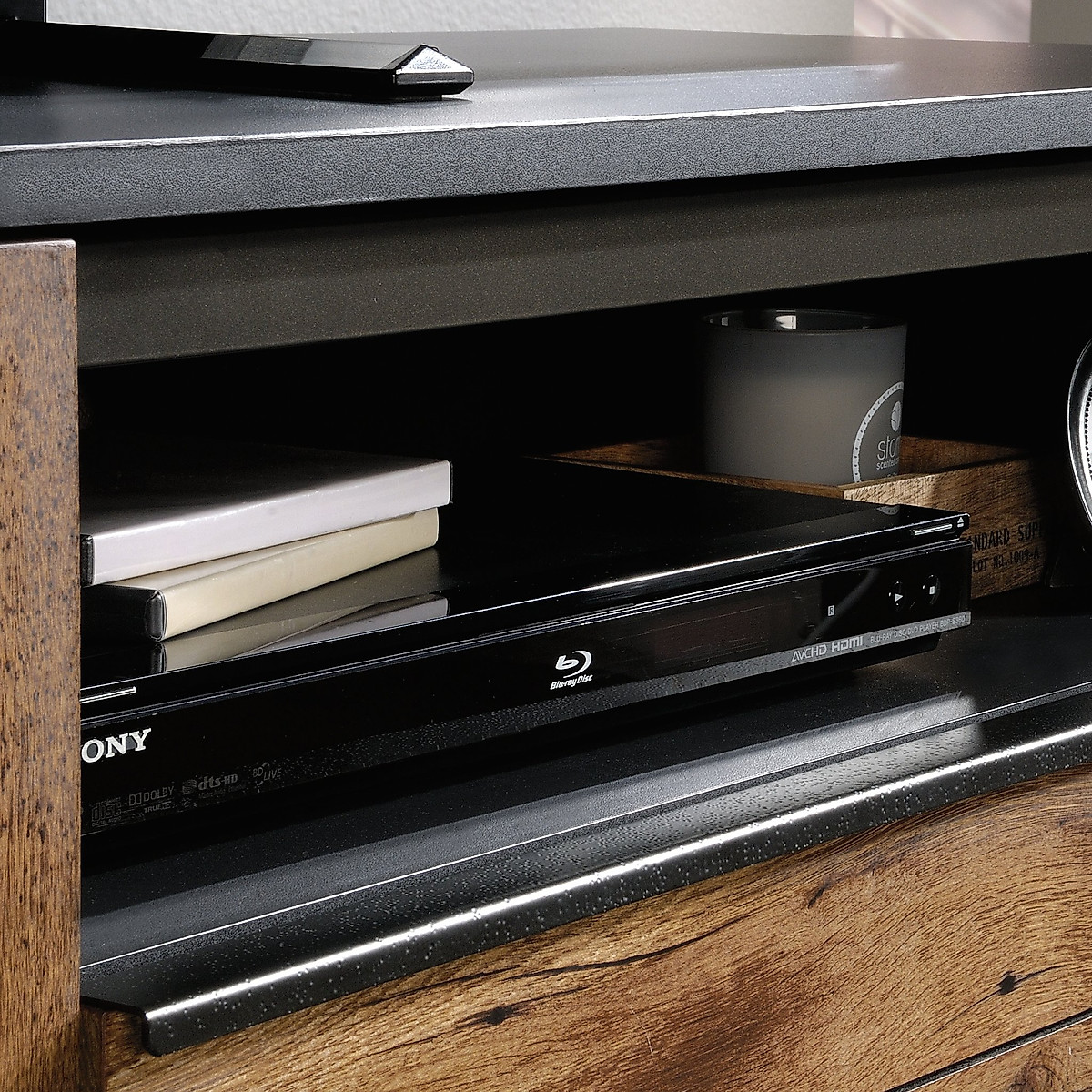 Sauder Boulevard Café Credenza, For TVs up to 60", Black finish