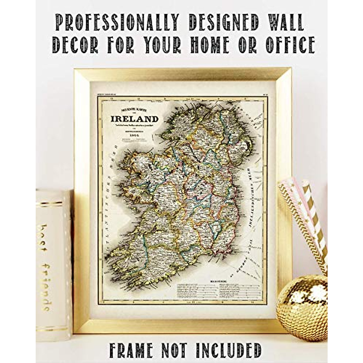 Ireland Map from 1844-11x14 Unframed Art Print Poster - Great Vintage Irish Home Decor Gift Under $15