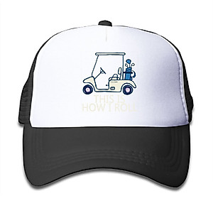 Xin Pilig This is How I Roll Golf Cart Youth Mesh Hats Boy and Girls Baseball Trucker Cap Black
