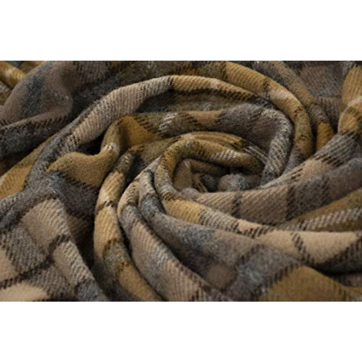 Prince of Scots Highland Tartan Tweed 100% Pure New Wool Fluffy Throw (Natural Buchanan)