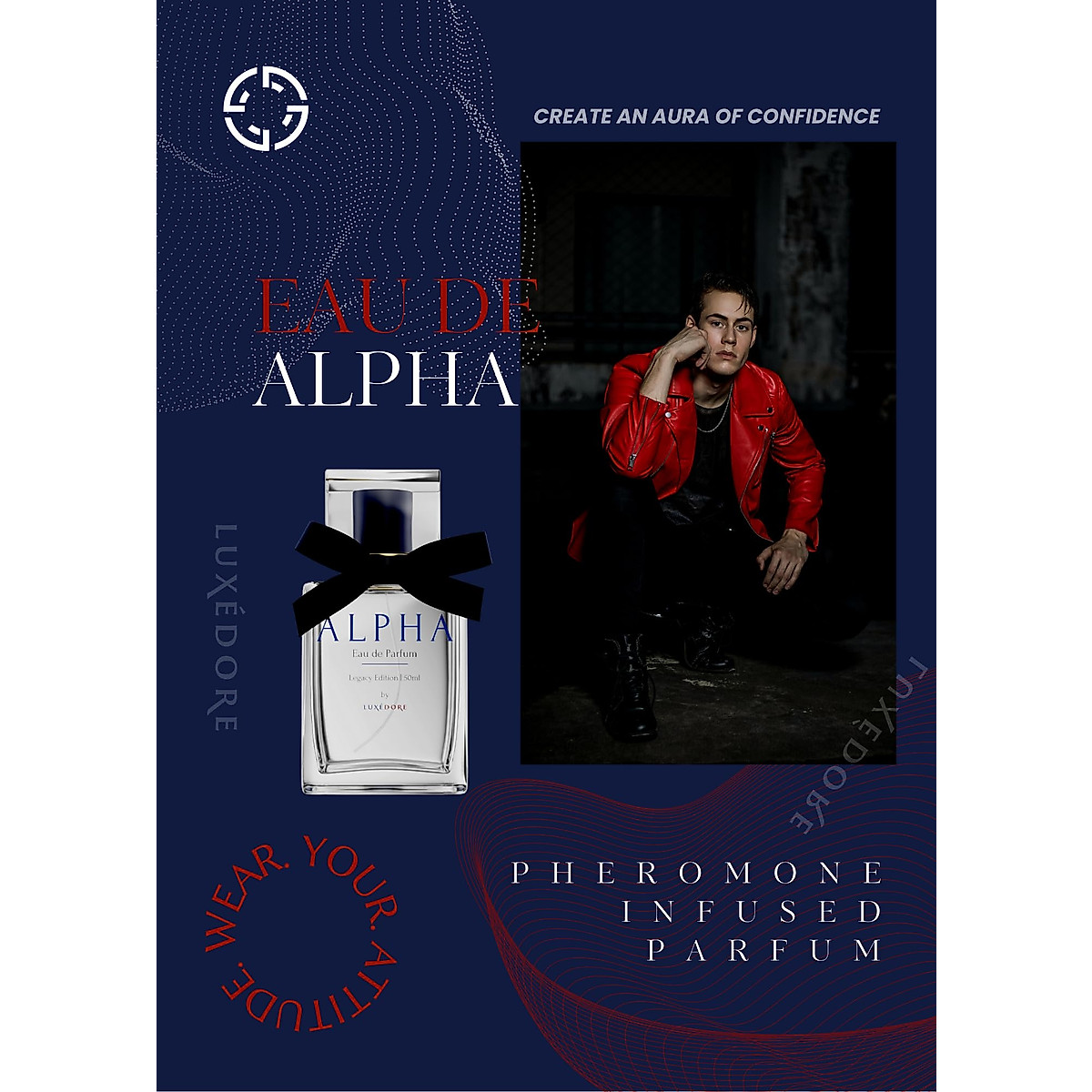 Luxedore ALPHA, Perfume Classic, Eau De Parfum, Pheromone Cologne for Men, Fresh Woody Jasmine Fragrance