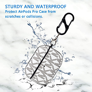 TANGABA AirPods Pro Case Cover with Keychain, Full Protective Hard Shell Cute Leather Airpods Pro Protective Cover Case for Women Men, Front LED Visible-Pine Green