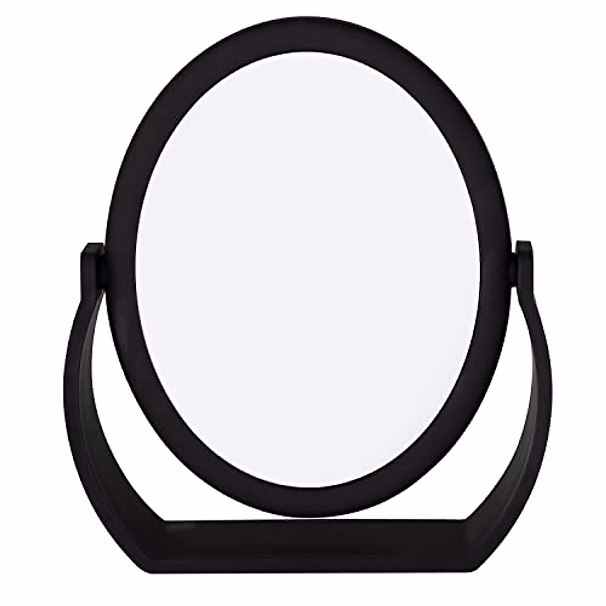 Bath Bliss Double Sided Free Standing Swivel Vanity Mirror, Regular & 10X’s Magnification, Make-up & Shaving Use, Tabletop, Rubberized, Black