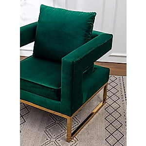 Roundhill Furniture Lenola Upholstered Accent Arm Chair, Green 27.5D x 29.75W x 34.5H in