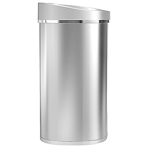 NINESTARS 21 Gallon Rectangular Stainless Steel Automatic Soft Close Motion Sensor Trash Can with Manual Mode, Ring Liner, and Non-Skid Base (2 Pack)