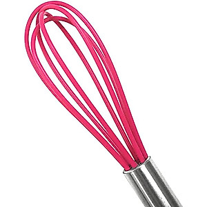 4 Pack" Multi-Color Mini Silicone Kitchen Whisks with Stainless Steel Handles Egg Beater Milk Beater Balloon Whisk for Blending Stirring Whisking and Beating(4 Colors)