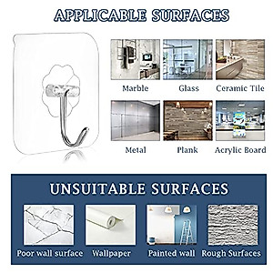 BIEOFFEI Wall Hooks - 12 Packs Adhesive Hooks Heavy Duty 33lb (Max), Reusable Bathroom Hooks, Waterproof and Oilproof Seamless Strong Hooks for Kitchen Bathroom Home and Office