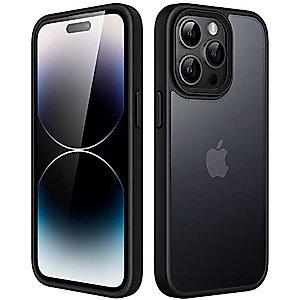 JETech Matte Case for iPhone 14 Pro 6.1-Inch (NOT for iPhone 14 Pro Max 6.7-Inch), Shockproof Military Grade Drop Protection, Frosted Translucent Back Phone Cover, Anti-Fingerprint (Black)