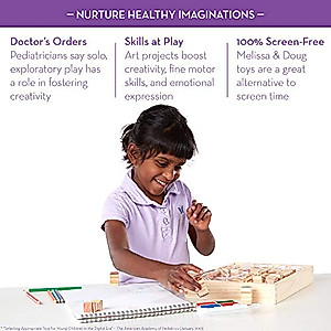 Melissa & Doug Wooden Stamp Set, Favorite Things - 26 Stamps, 4-Color Stamp Pad With Washable Ink For Art Projects For Kids Ages 4+