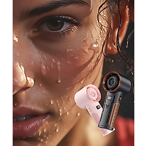 HonHey Portable Handheld Fan Mini Turbo Fan with Adjustable 1-100 Speeds, 4000mAh Battery Operated Fan, Digital Display, High Speed Personal Fan for Travel Climbing Commute Wedding Office (Black)