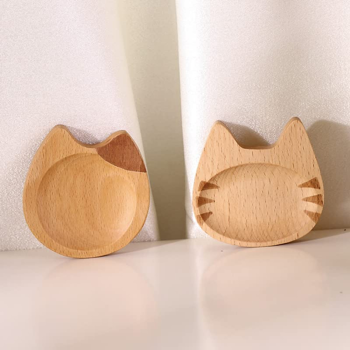 Wood Cat Coffee Spoon Rests - 2 Cute Cat Kitten Wooden Coffee Spoon Rest Teaspoon Holder Coffee Station Decor Coffee bar Coffee Stirrers Holder for Home Kitchen Accessories, Cat Lover Gifts