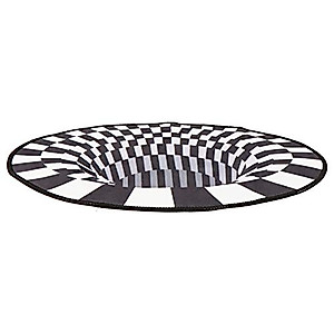 BESPORTBLE Floor Rug Circle Rugs Carpet 2ft Small Oval Floor Mat Sunken Visual Effect Black- White Carpet Pet Lying Mat Porch Insole Home Decor 60x39CM