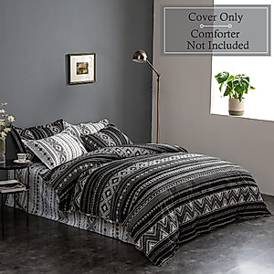LAMEJOR Duvet Cover Set Queen Size Simplicity Black and White Striped Pattern Reversible Luxury Soft Bedding Set Comforter Cover (1 Duvet Cover+2 Pillowcases)