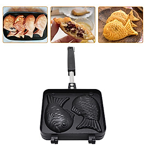 Taiyaki Japanese Fish-shaped Pancake Double Pan, Taiyaki Maker Iron Fish-shaped Pancake Double Pan for Home DIY Cooking Party Dessert