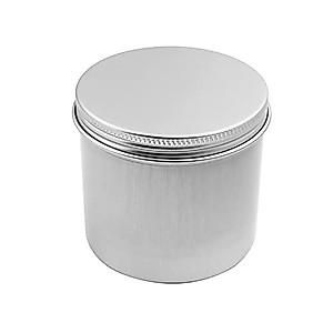 Othmro 1Pcs Round Aluminum Cans Tin Can Screw Top Metal Lid Containers 250ml/8.3 oz, 75 * 70mm (D*H) Silver Color Aluminum Containers for Lip Balm, Crafts, Cosmetic, Candles
