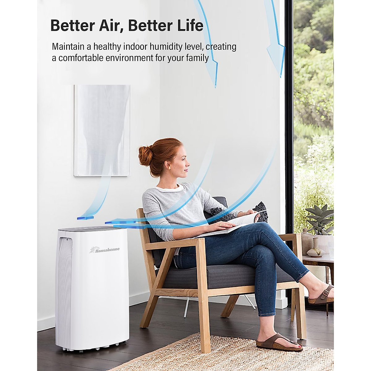 Hansabenne 70-Pints Dehumidifier for Basements - 4500 Sq. Ft. Compact Dehumidifier with Auto or Manual Drainage- Compact Dehumidifier with Intelligent Humidity Control | Auto Defrost | Dry Clothes