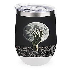 OPTKSNCU 304 Stainless Steel Insulated Cup with Lid, Zombie Earth Soil Full Moon Print Durable, And Easy to Clean – Ideal for Home, Office, And Gift Giving