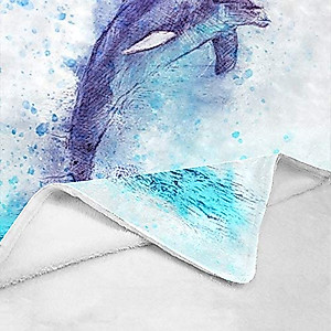 CUXWEOT Custom Blanket with Name Text,Personalized Dolphin Super Soft Fleece Throw Blanket for Couch Sofa Bed (50 X 60 inches)
