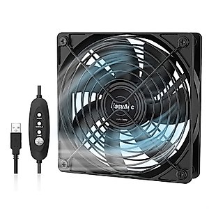 Computer Fan, EasyAcc 120mm Cooling Fans, Quiet Edition High Airflow USB Fan with 3 Speed Control, Long Life Computer Case Fan for Receiver DVR Playstation Xbox Cabinet CPU