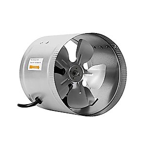 iPower 8 Inch 420 CFM Inline Duct Vent Blower Booster Fan for HVAC Exhaust and Intake 5.5' Grounded Power Cord, Low Noise, Silver, 8 inch